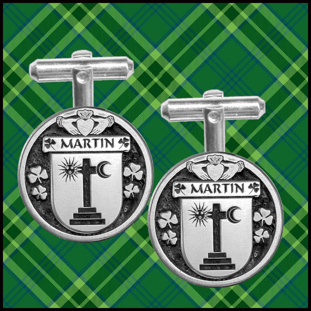 Martin Irish Coat of Arms Disk Cufflinks - Etsy