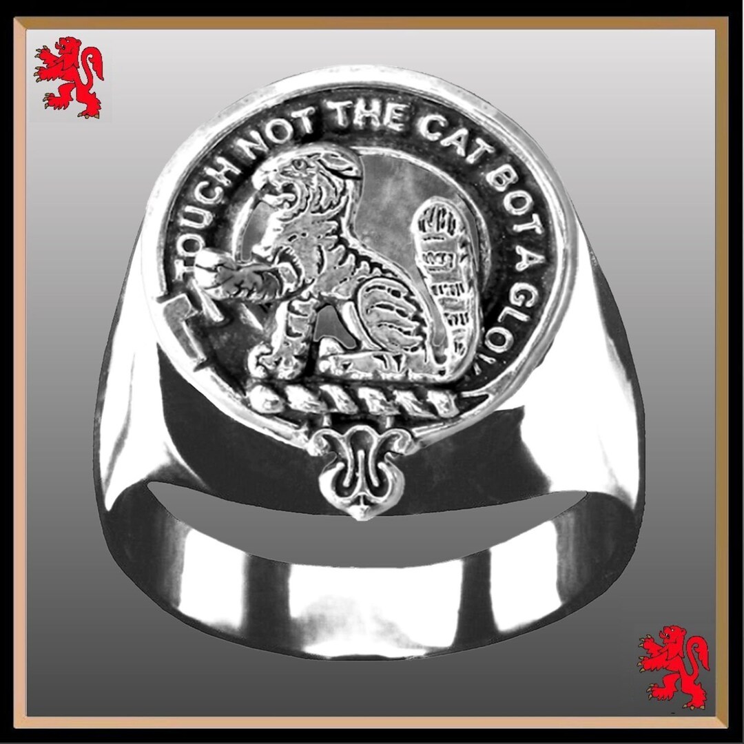 Macpherson Scottish Clan Crest Ring GC100 ~ Sterling Silver and Karat ...