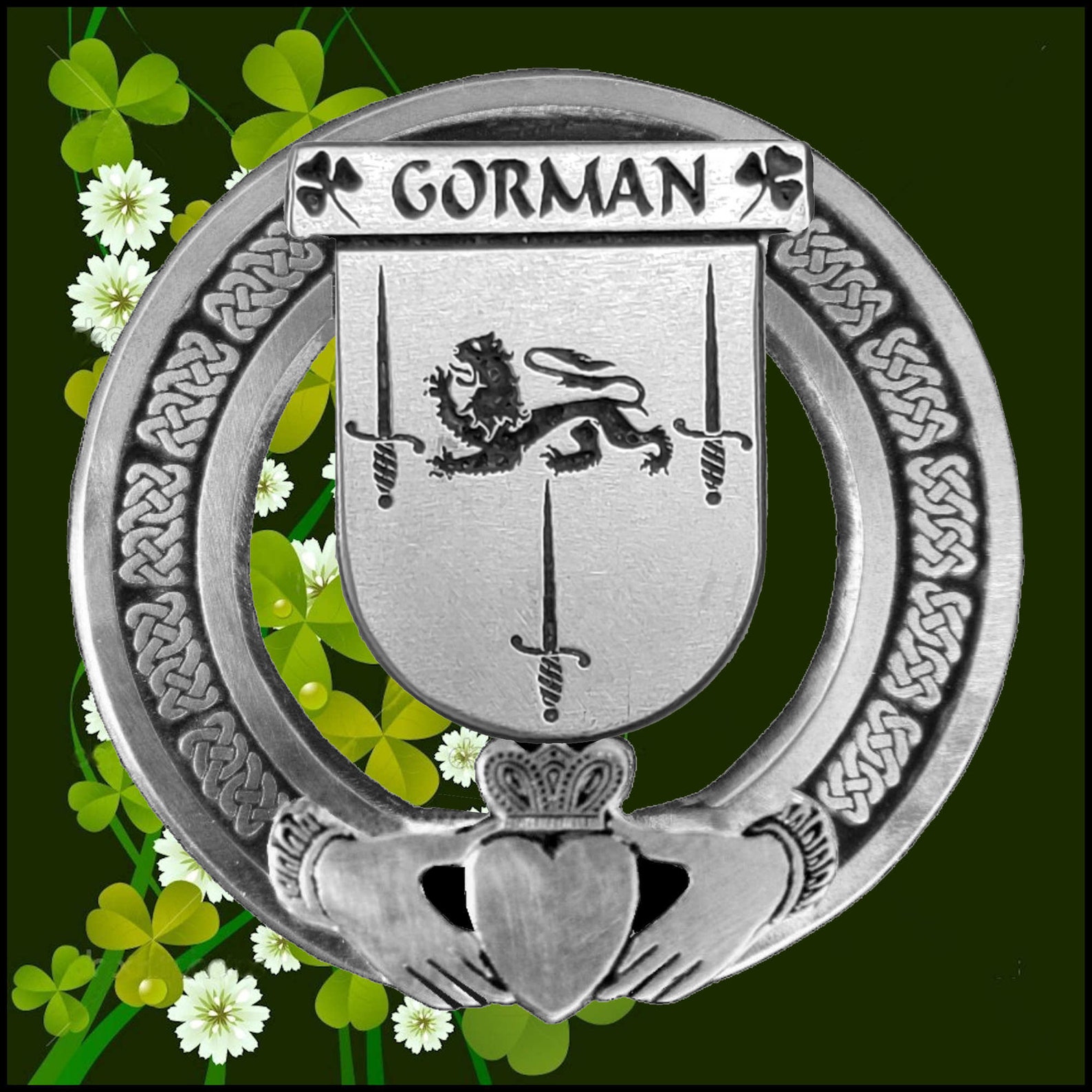 Gorman Irish Claddagh Coat of Arms Badge - Etsy Ireland