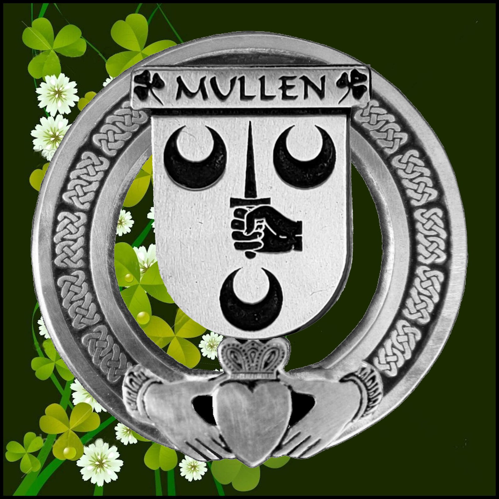 Mullen Irish Claddagh Coat of Arms Badge - Etsy UK