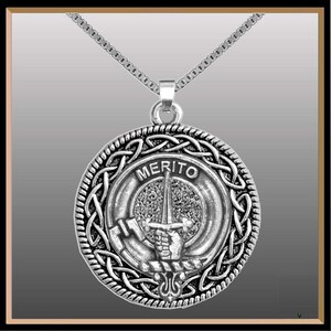 Dunlop Clan Crest Celtic Interlace Disk Pendant, Scottish Family Crest ...