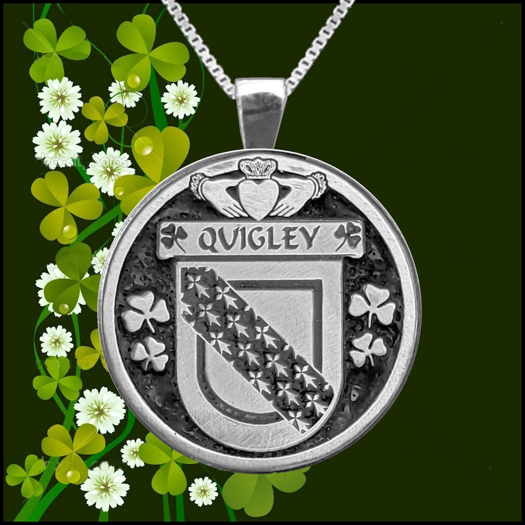 Quigley Irish Coat of Arms Disk Pendant, Irish - Etsy