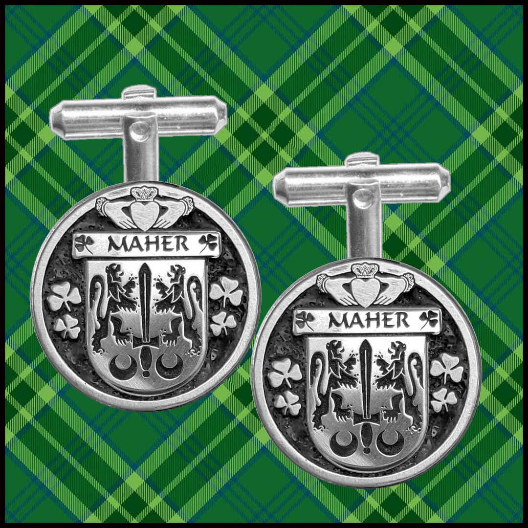 Maher Irish Coat of Arms Disk Cufflinks - Etsy