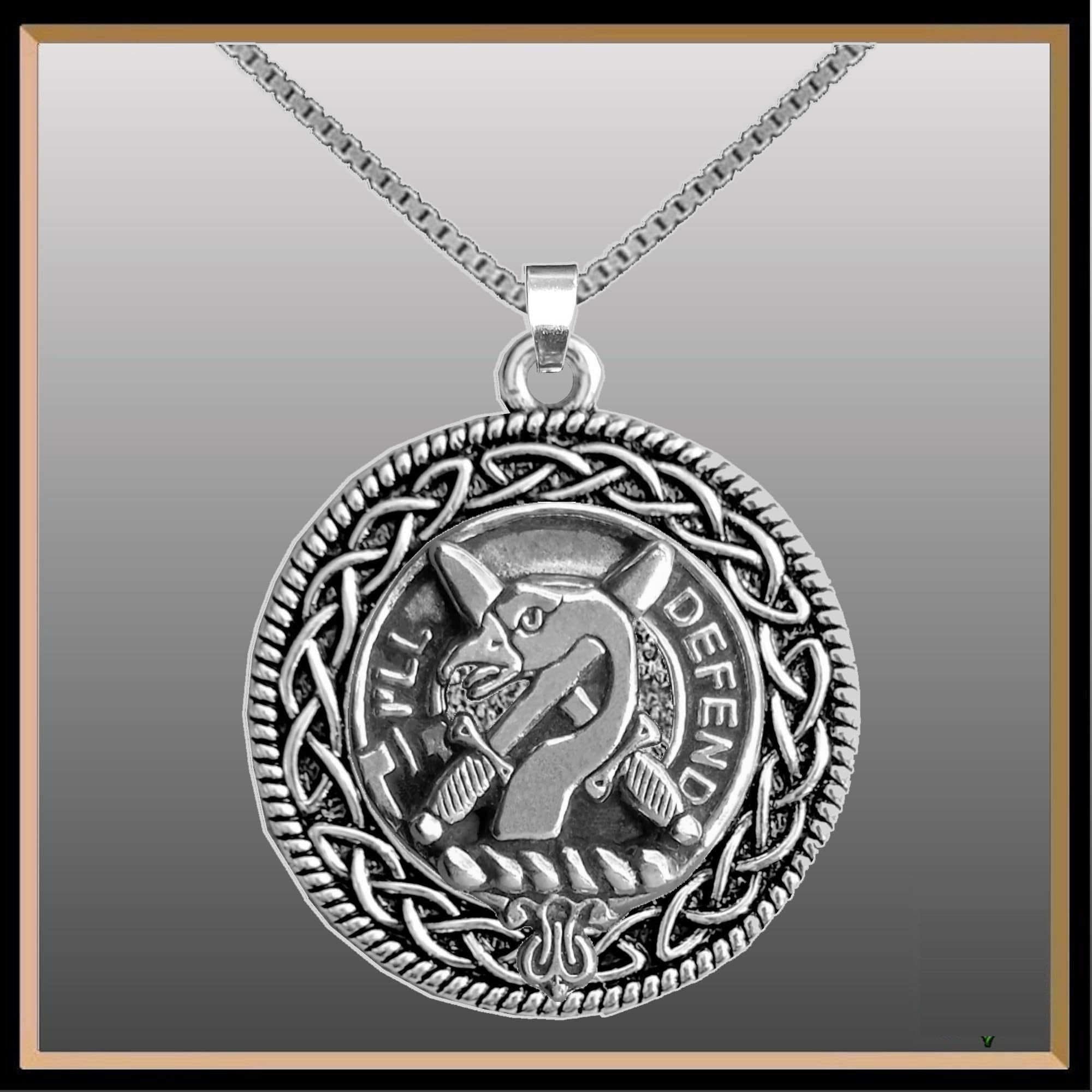 Lennox Clan Crest Celtic Interlace Disk Pendant, Scottish Family Crest ...