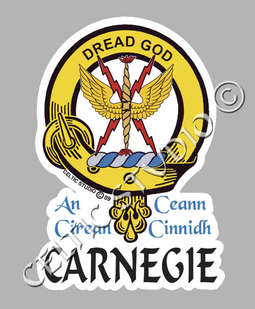 Carnegie Clan Crest Decal | Custom Scottish Heritage Car & Laptop ...