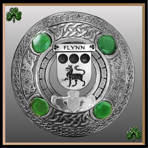 Flynn Irish Claddagh Coat of Arms Plaid Brooch Emerald - Etsy