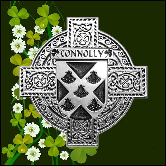 Connolly Irish Coat of Arms Celtic Cross Badge | Etsy