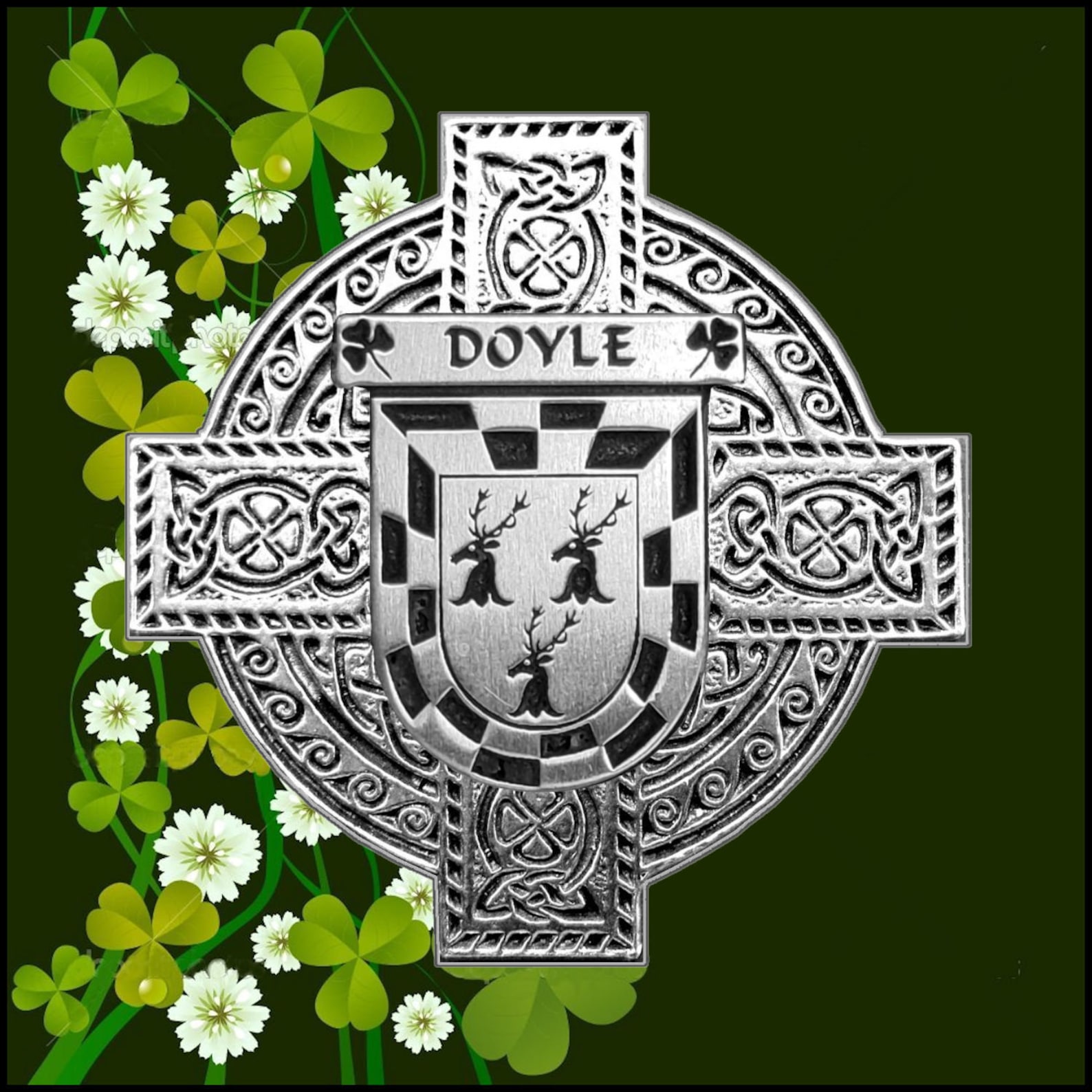 Doyle Irish Coat of Arms Celtic Cross Badge - Etsy
