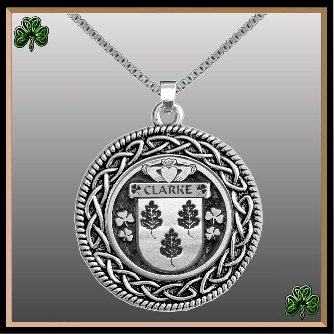 Clarke Irish Coat of Arms Celtic Interlace Disk Pendant ~ IP06 - Etsy