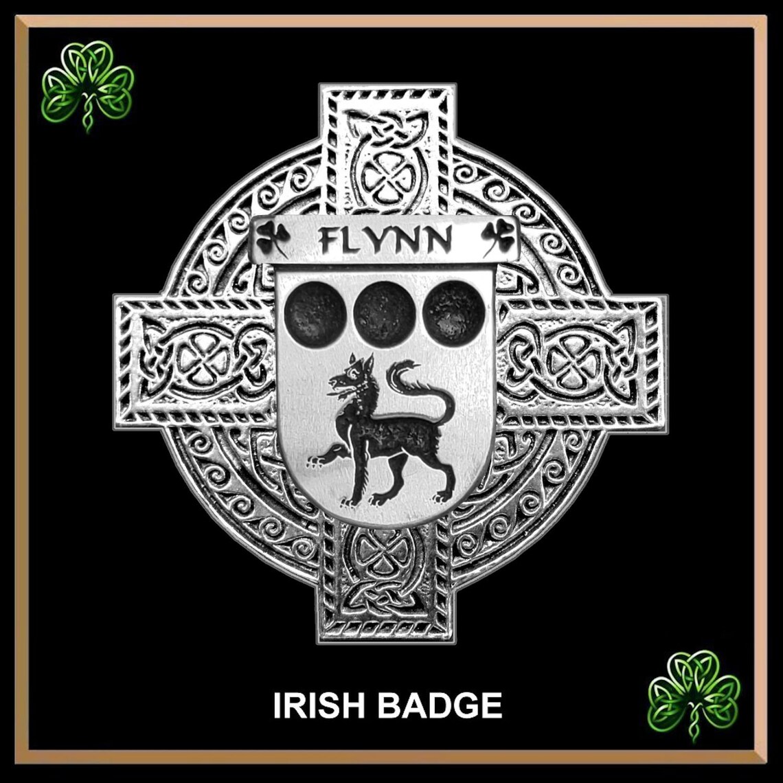Flynn Irish Coat of Arms Celtic Cross Badge - Etsy