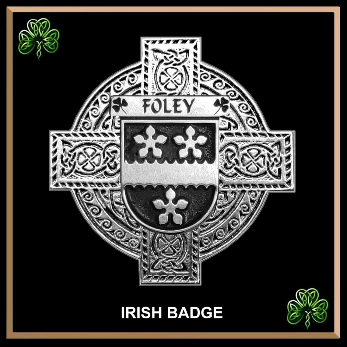Foley Irish Coat of Arms Celtic Cross Badge - Etsy UK