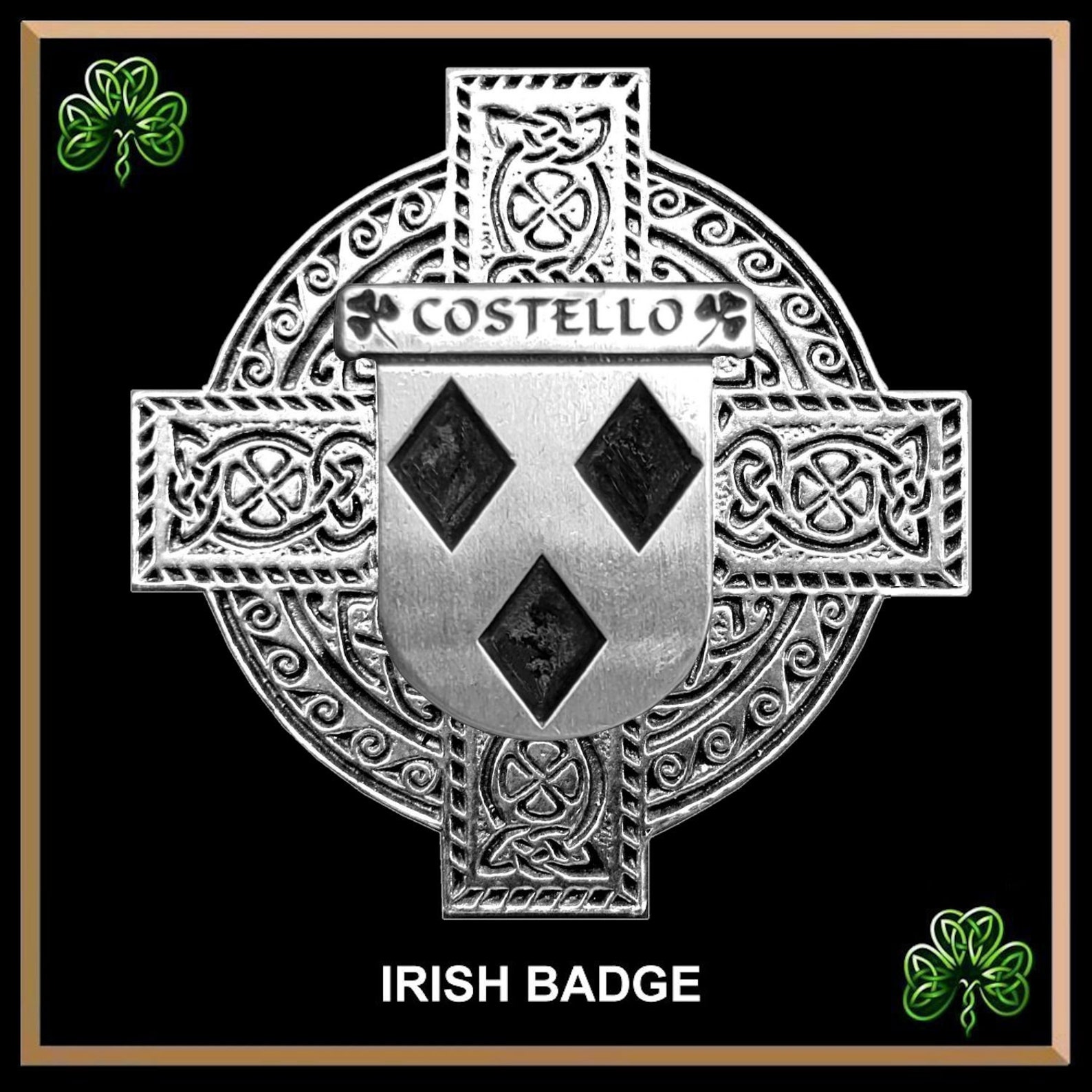 Costello Irish Coat of Arms Celtic Cross Badge - Etsy