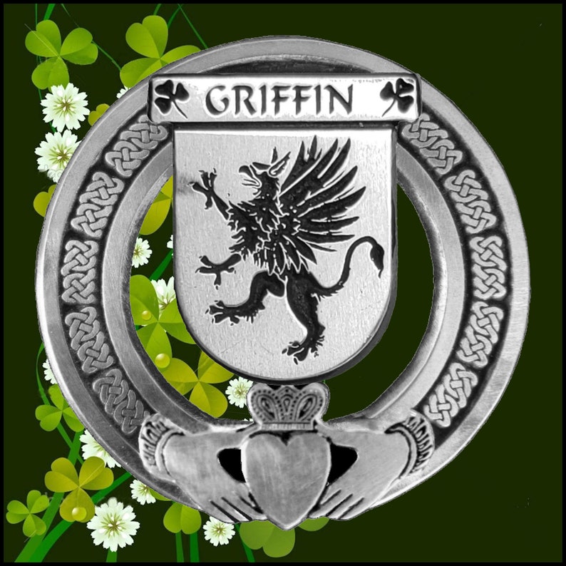 Griffin Irish Claddagh Coat of Arms Plaid Brooch Emerald - Etsy