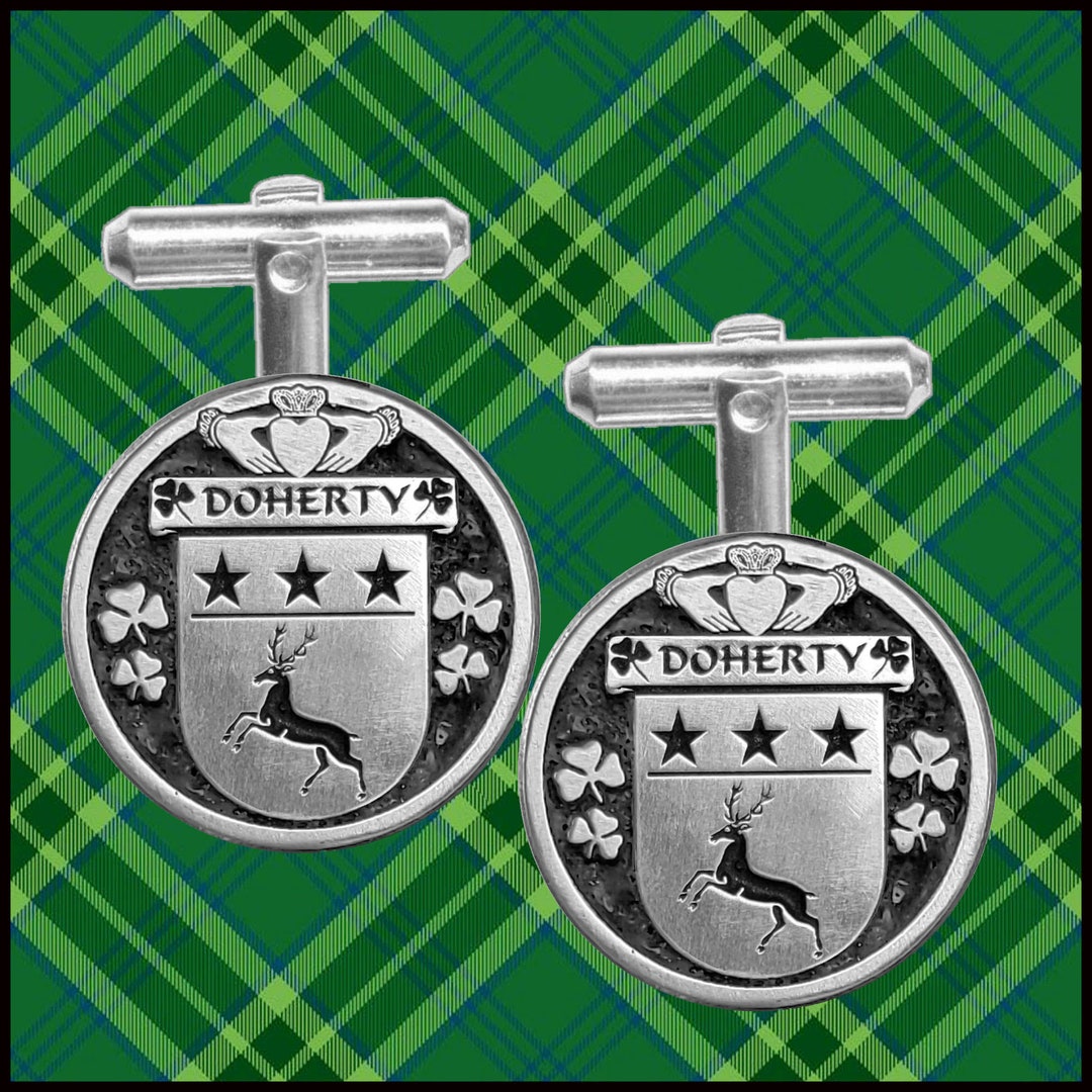 Doherty Irish Coat of Arms Disk Cufflinks - Etsy