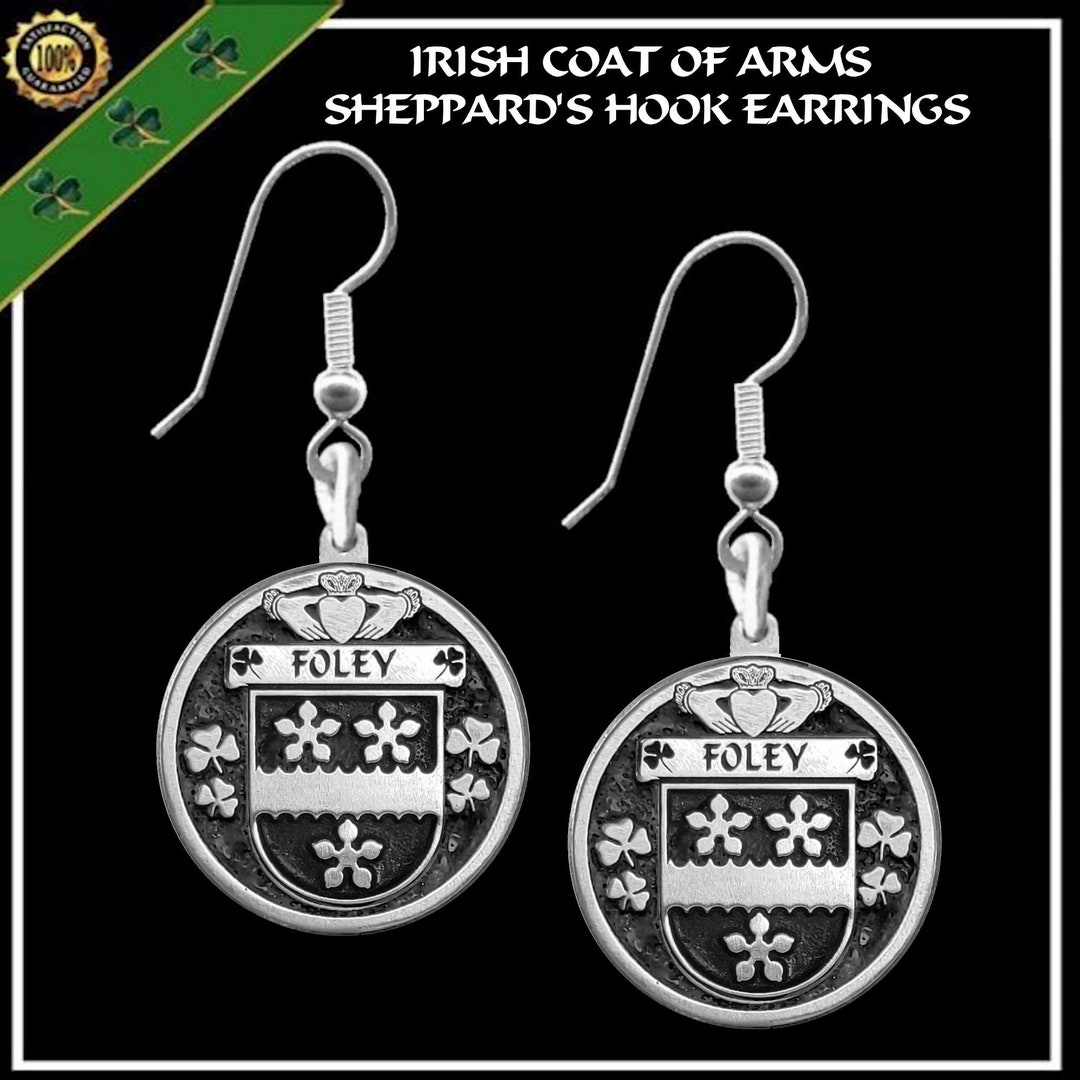 Foley Irish Disk Coat of Arms Earrings - Etsy