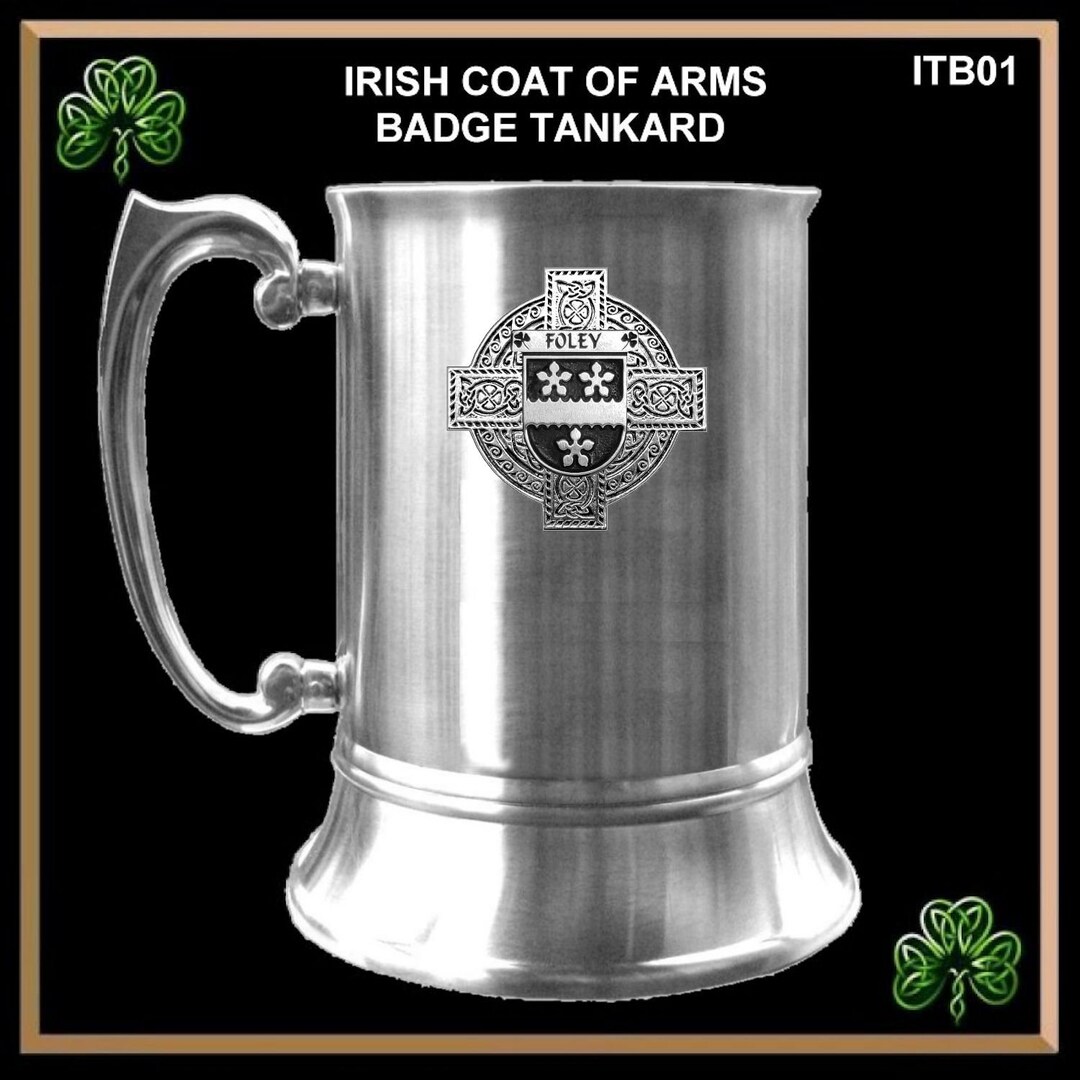 Foley Irish Coat of Arms Badge Stainless Steel Tankard - Etsy