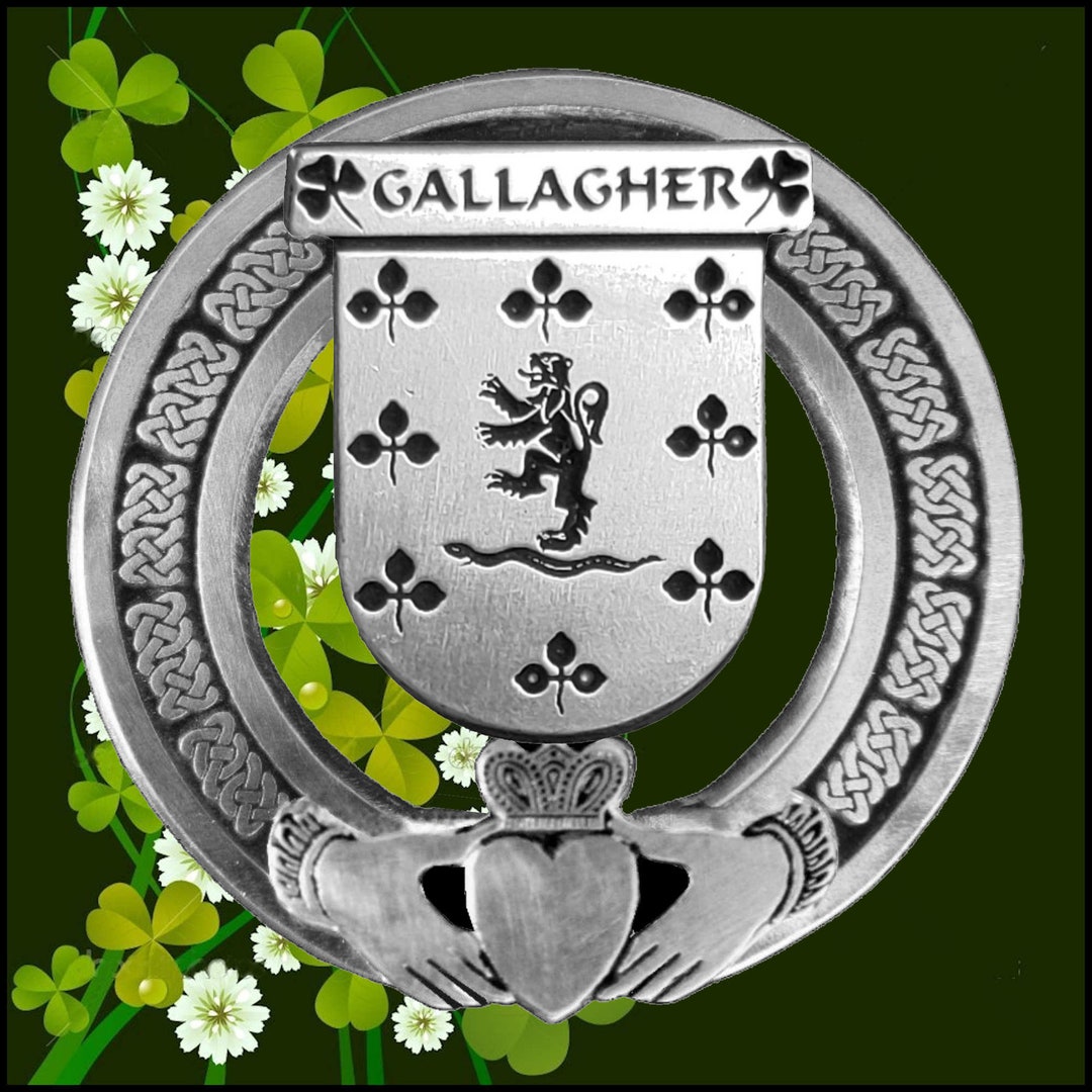 Gallagher Irish Claddagh Coat of Arms Badge - Etsy