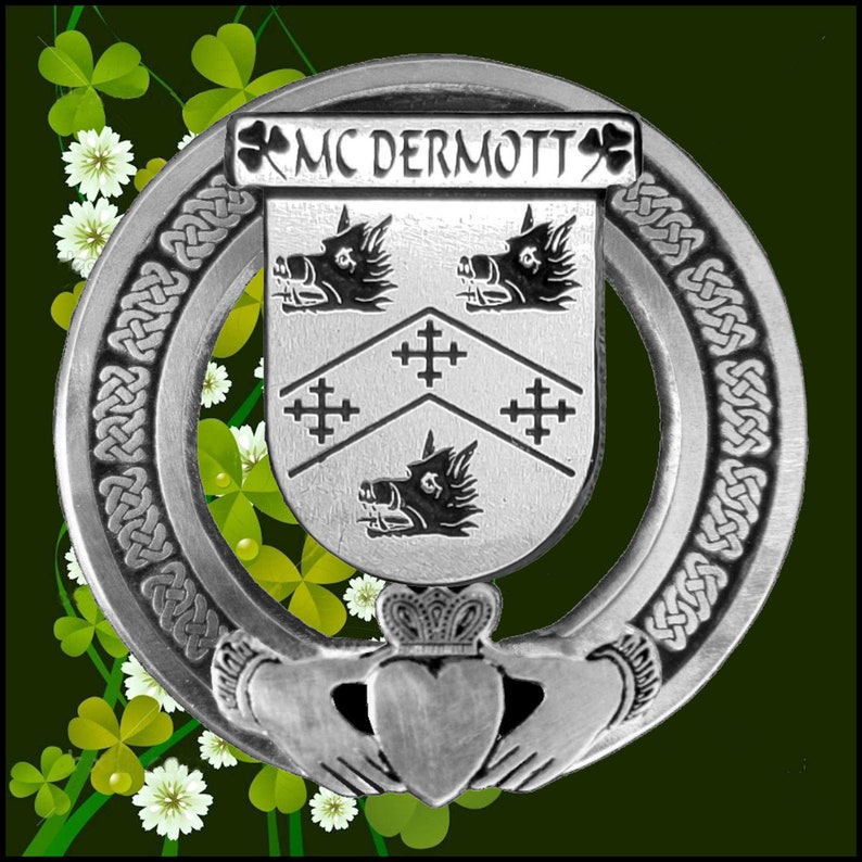Mcdermott Irish Claddagh Coat of Arms Badge - Etsy
