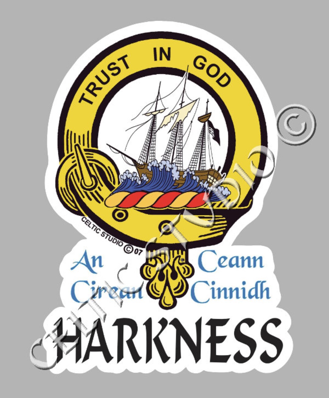 Harkness Clan Crest Decal | Custom Scottish Heritage Car & Laptop ...