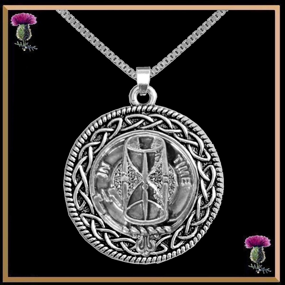 Houston Clan Crest Celtic Interlace Disk Pendant, Scottish Family Crest ...
