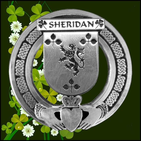 Sheridan Irish Claddagh Coat of Arms Badge | Etsy