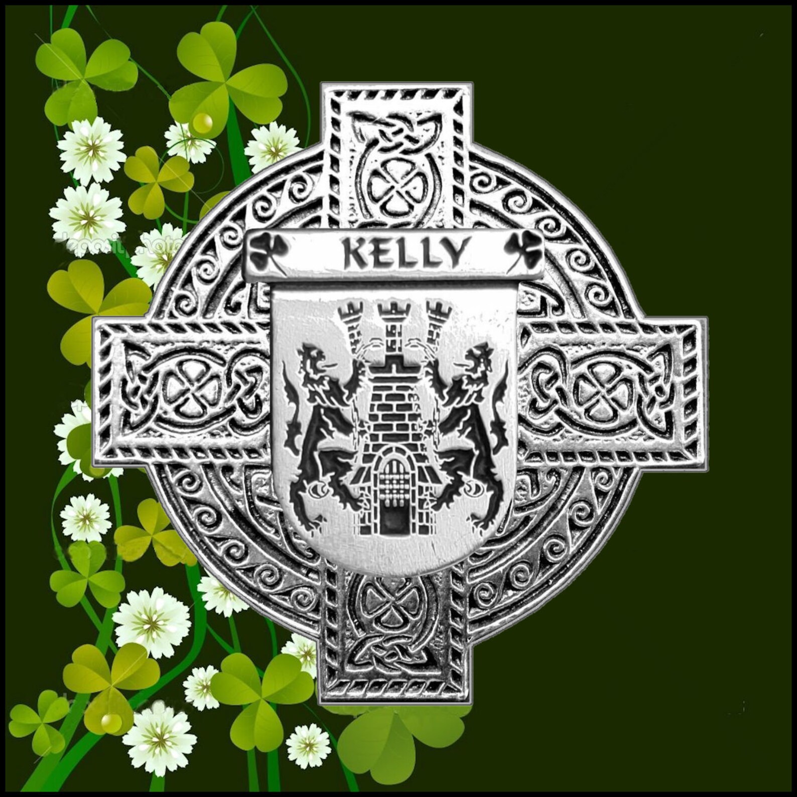 Kelly Irish Coat of Arms Celtic Cross Badge - Etsy