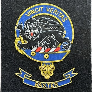 Baxter Scottish Clan Embroidered Crest - Etsy