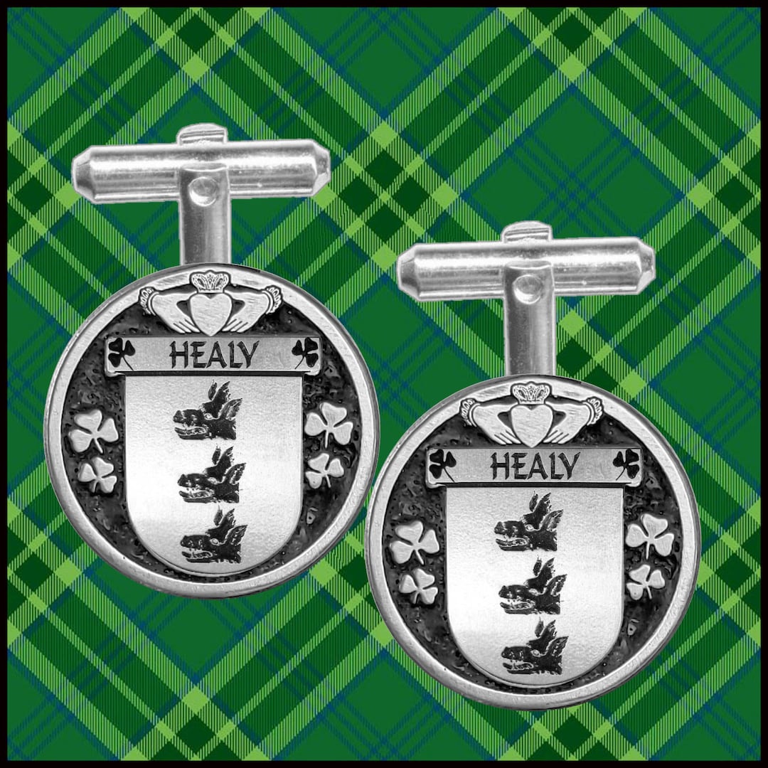 Healy Irish Coat of Arms Disk Cufflinks - Etsy