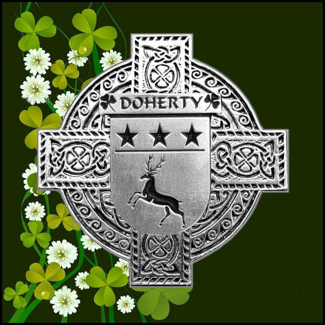 Doherty Irish Coat of Arms Celtic Cross Badge - Etsy