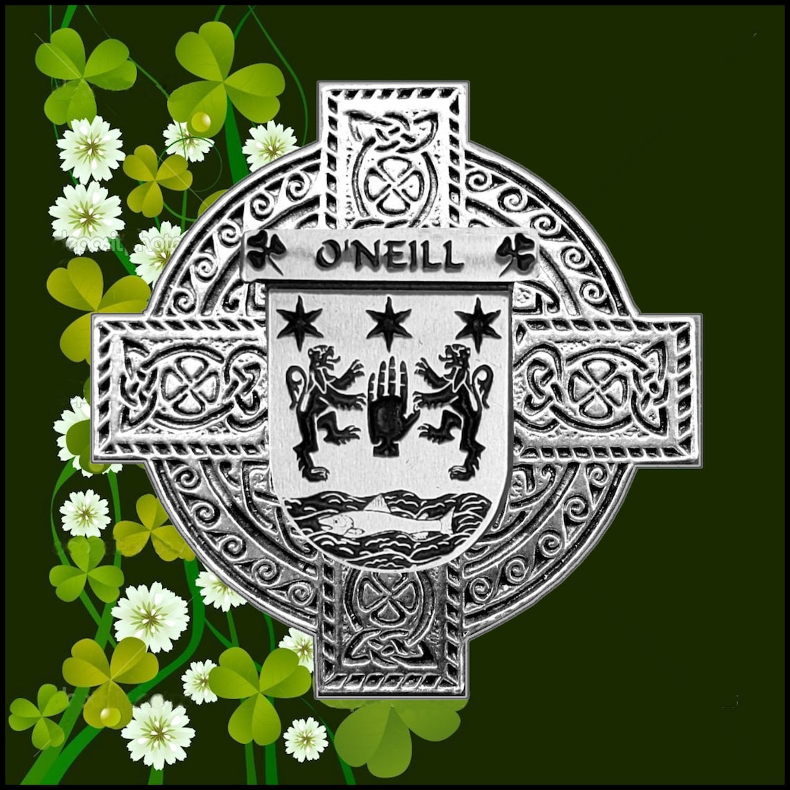O'neill Irish Coat of Arms Celtic Cross Badge - Etsy