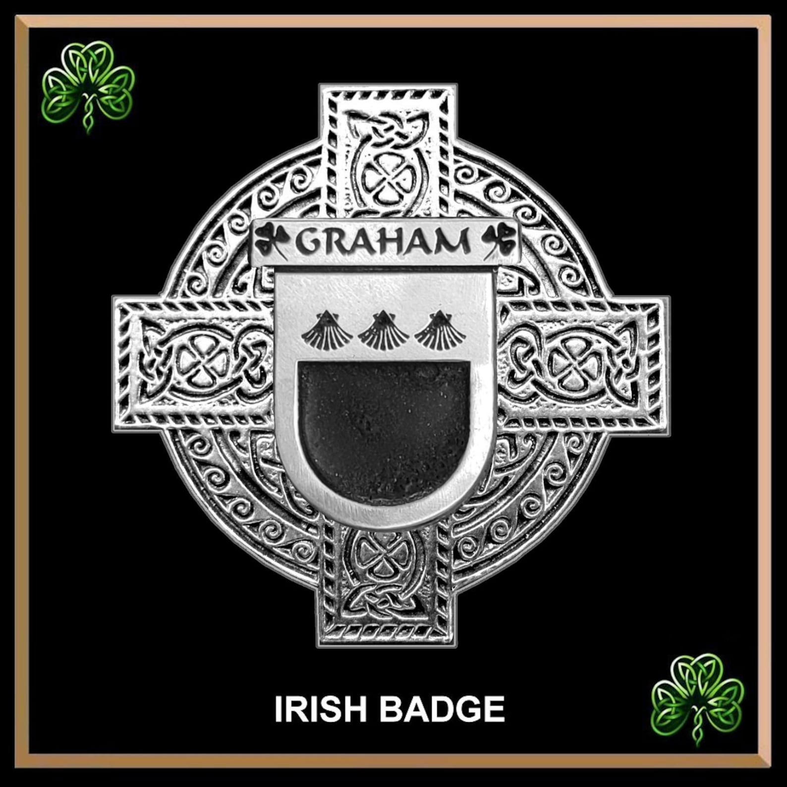 Graham Irish Coat of Arms Celtic Cross Badge - Etsy