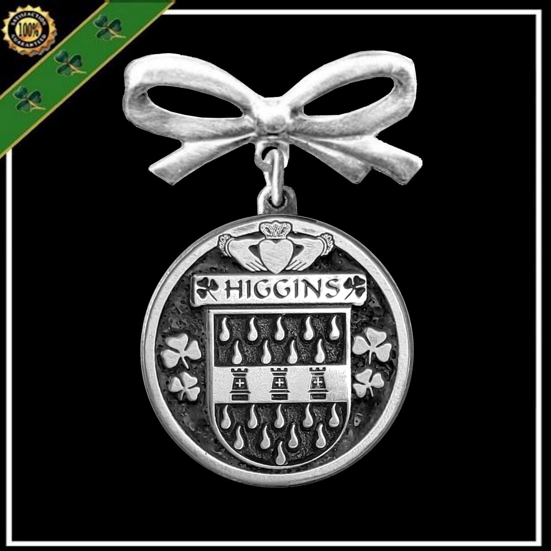 Higgins Irish Coat of Arms Disk Bow Brooch - Etsy