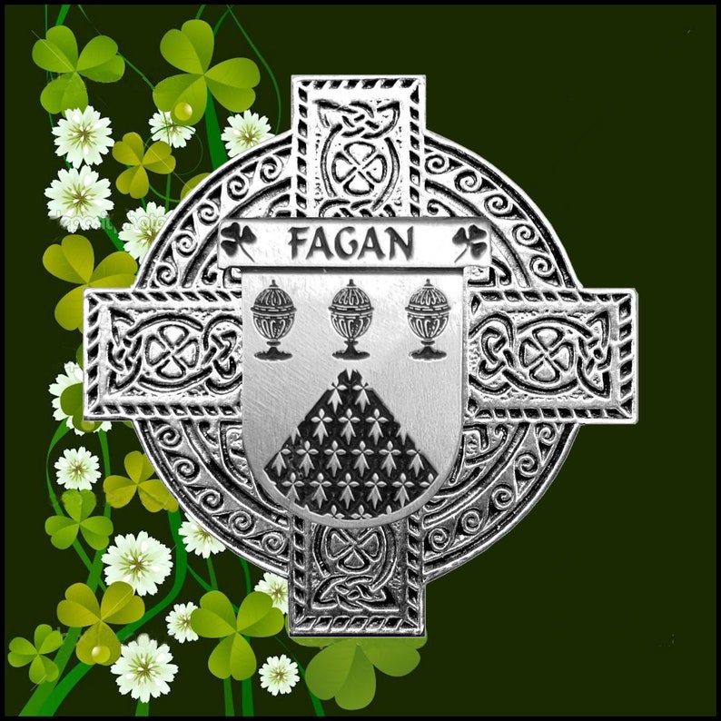Fagan Irish Coat of Arms Celtic Cross Badge - Etsy