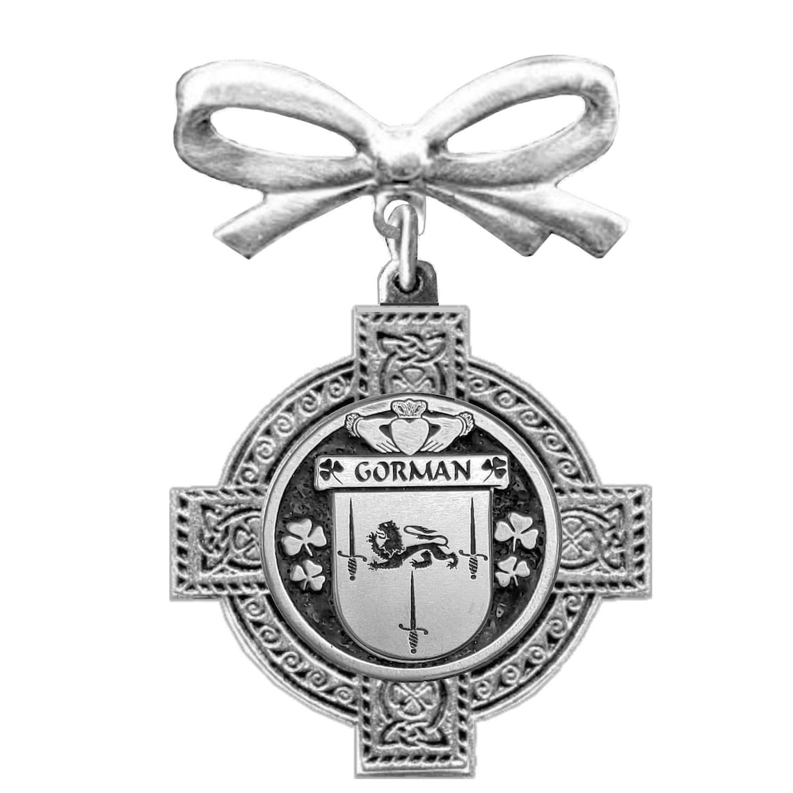 Gorman Irish Coat of Arms Celtic Cross Bow Brooch - Etsy