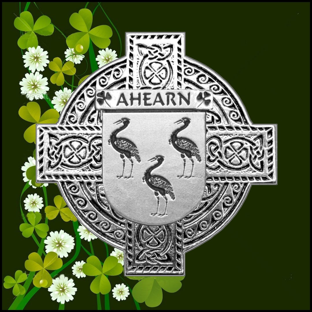 Ahearn Irish Coat of Arms Celtic Cross Badge - Etsy