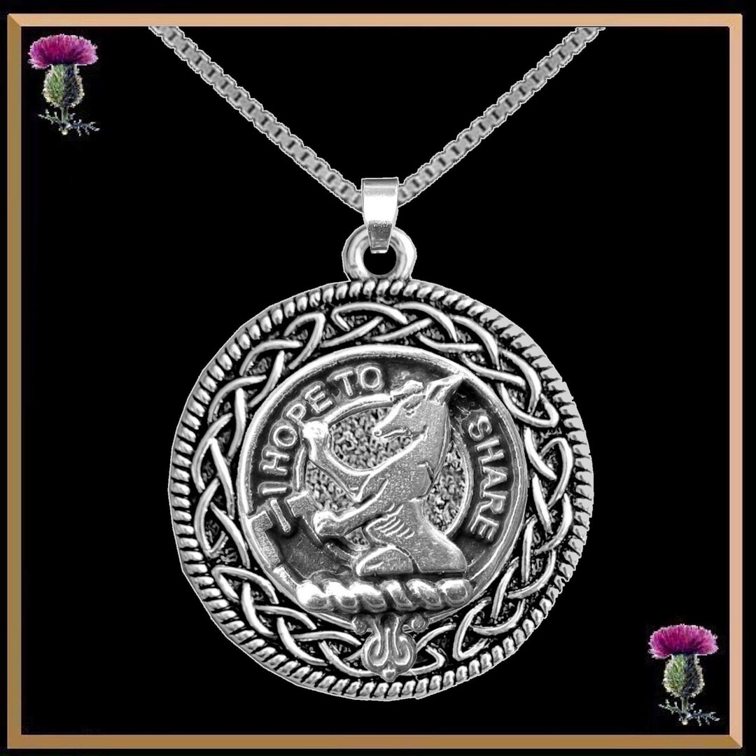 Riddell Clan Crest Celtic Interlace Disk Pendant, Scottish Family Crest ...