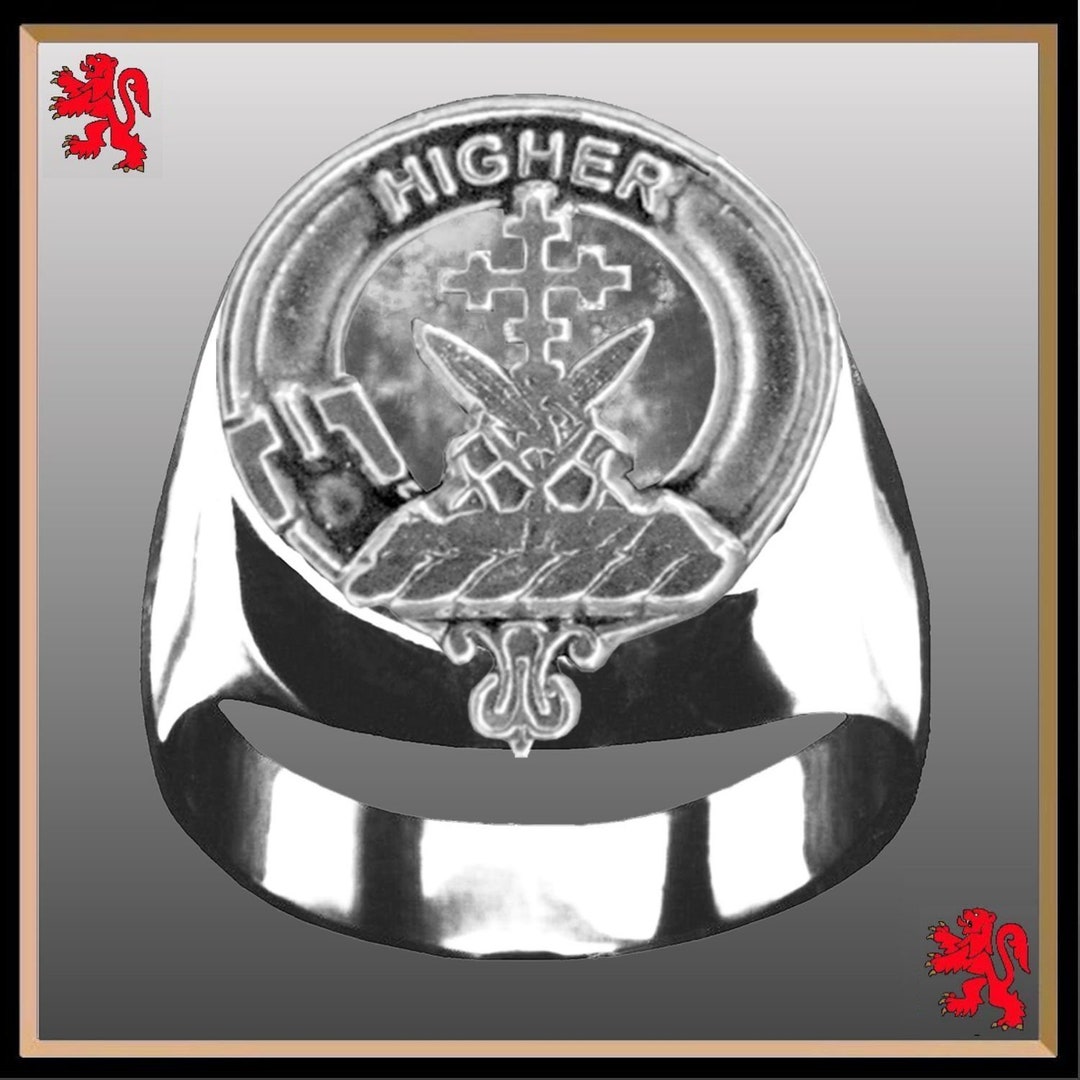 Galloway Scottish Clan Crest Ring Gc100 Sterling Silver And Karat Gold Etsy
