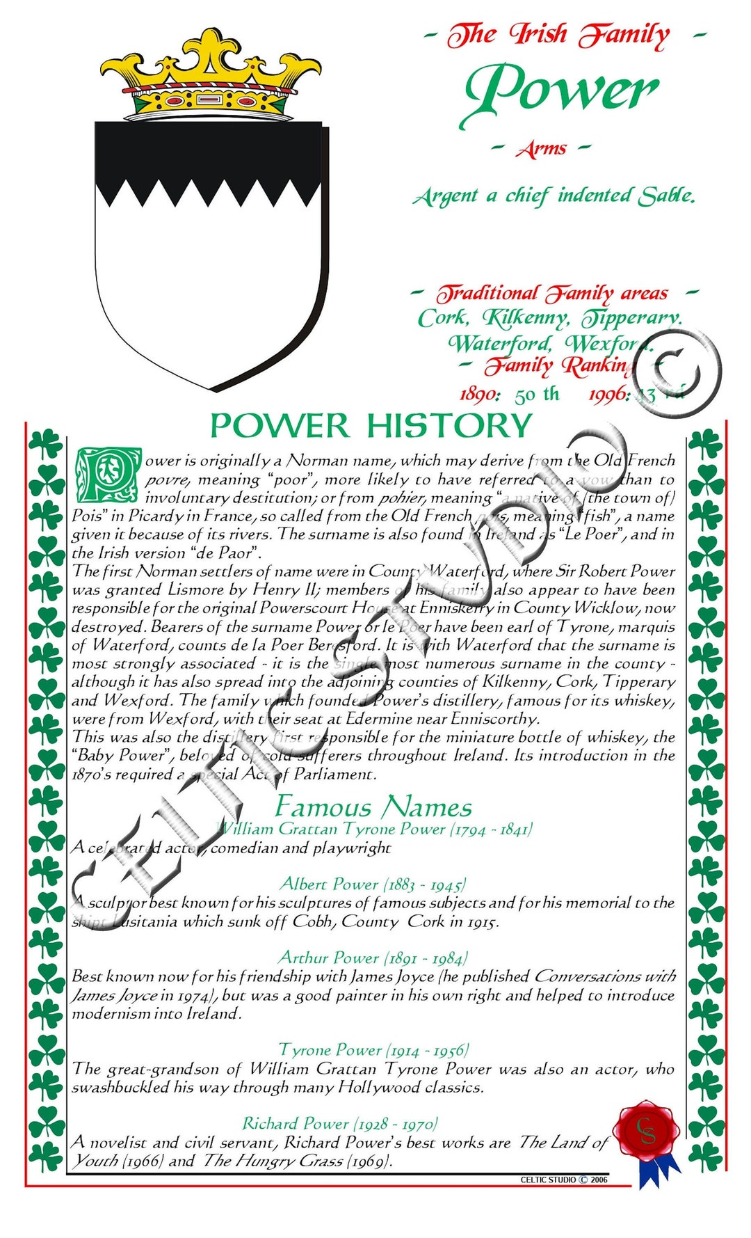 Power Irish Family History - Etsy