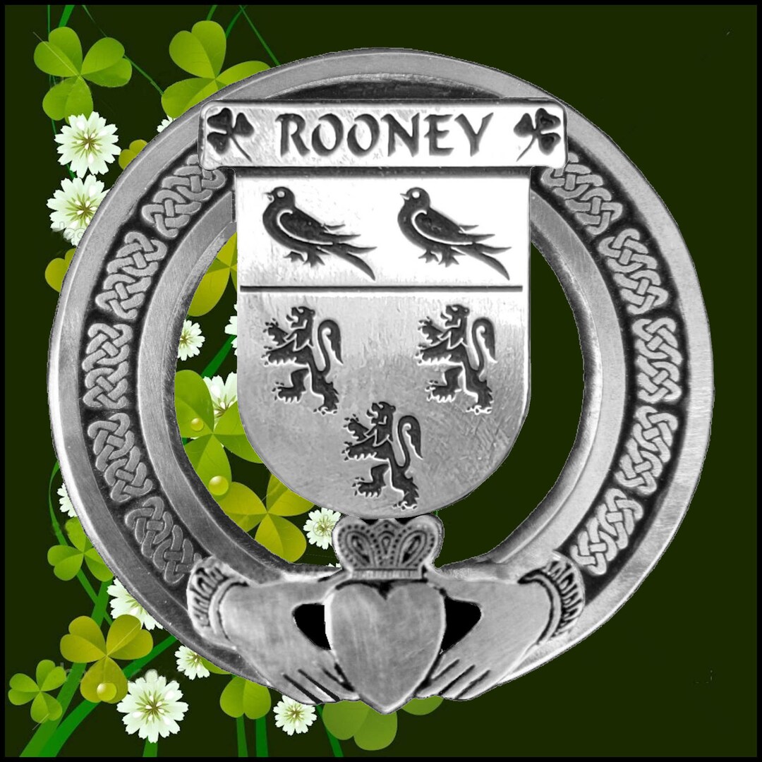 Rooney Irish Claddagh Coat of Arms Badge - Etsy