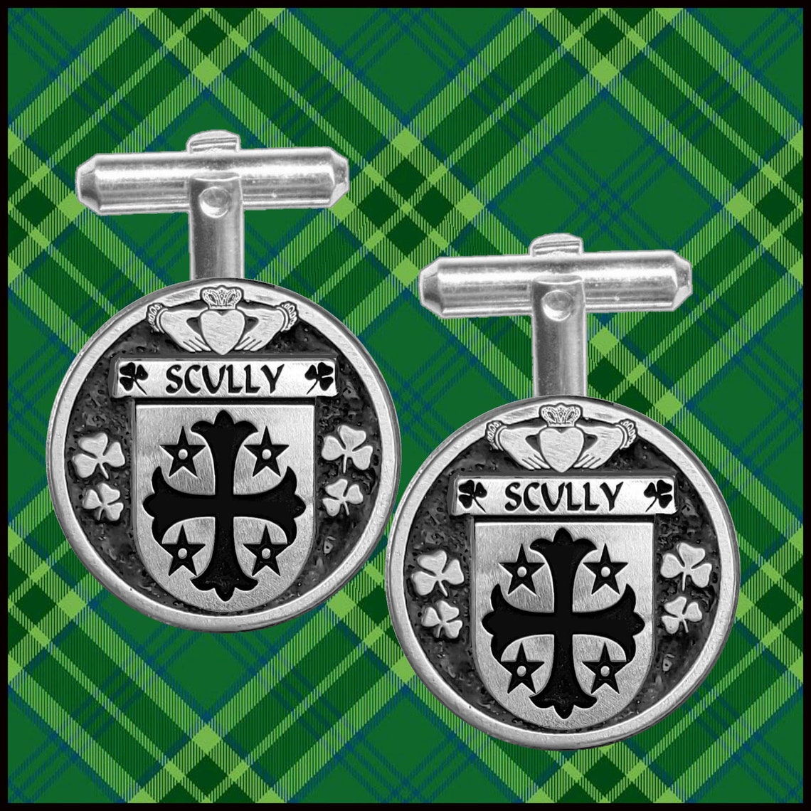 Scully Irish Coat of Arms Disk Cufflinks - Etsy
