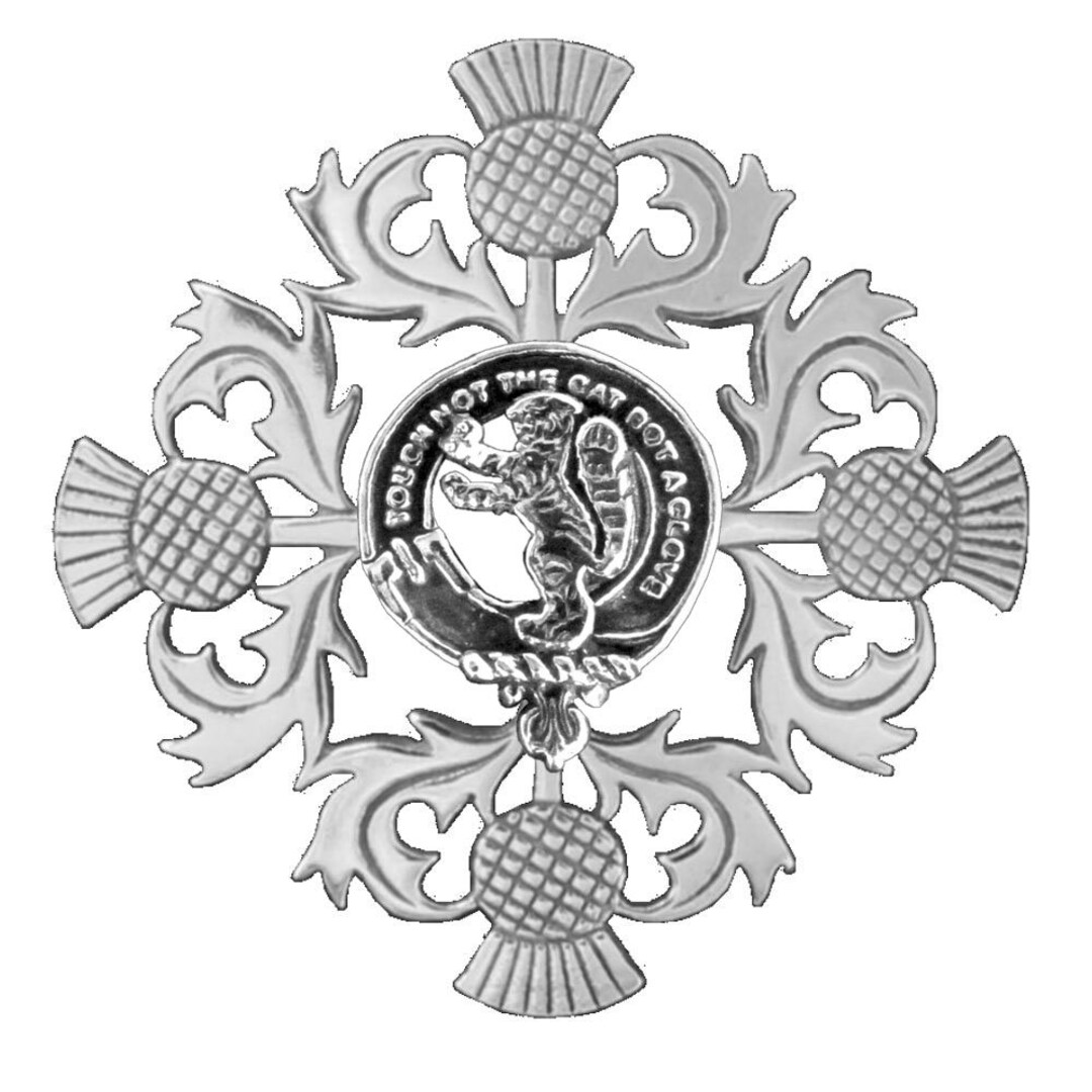Clan Chattan Crest Scottish Four Thistle Brooch - Etsy