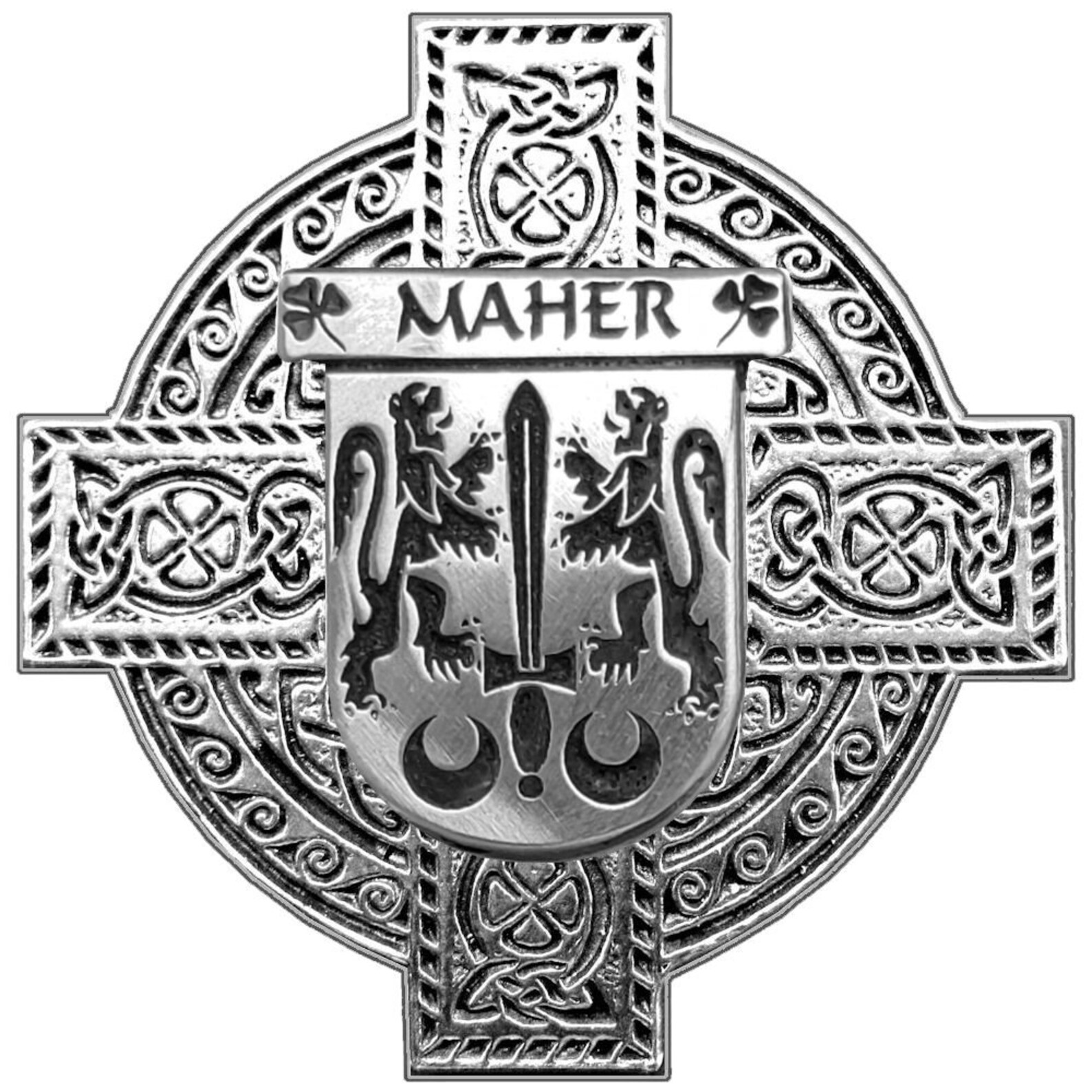 Maher Irish Coat of Arms Celtic Cross Badge - Etsy