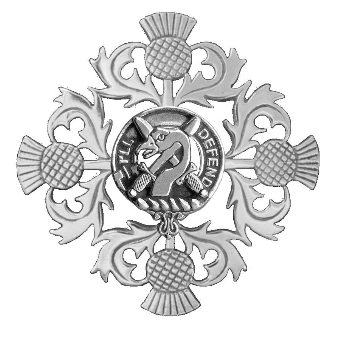 Lennox Clan Crest Scottish Four Thistle Brooch - Etsy