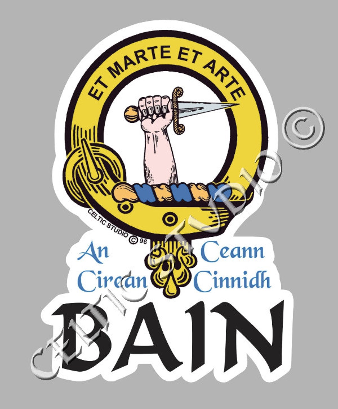 Bain Clan Crest Decal | Custom Scottish Heritage Car & Laptop Stickers ...