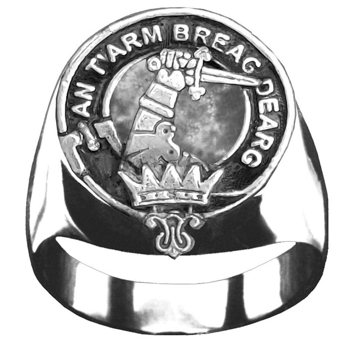 Macquarrie Scottish Clan Crest Ring GC100 ~ Sterling Silver and Karat ...