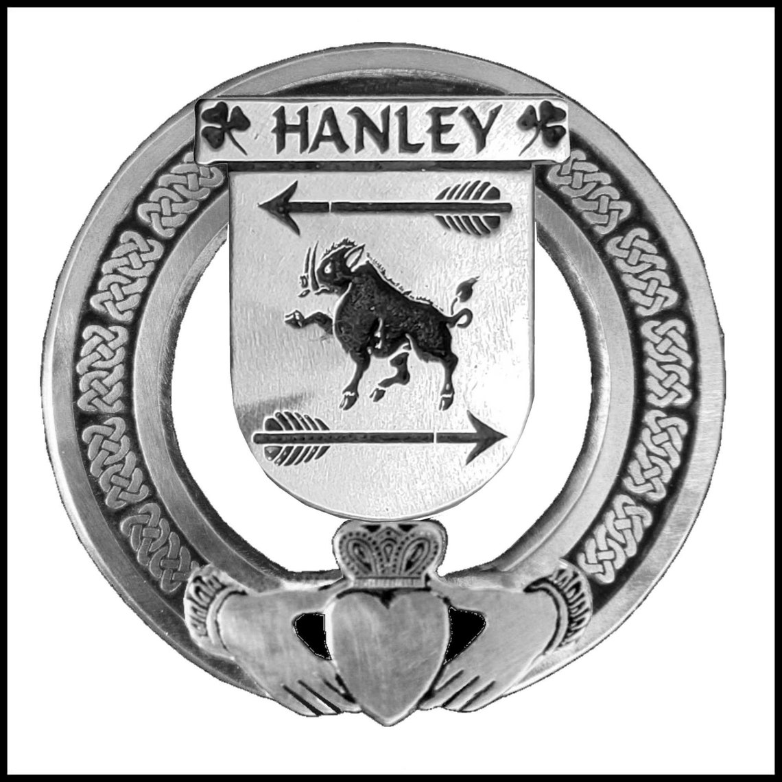 Hanley Irish Claddagh Coat of Arms Badge - Etsy