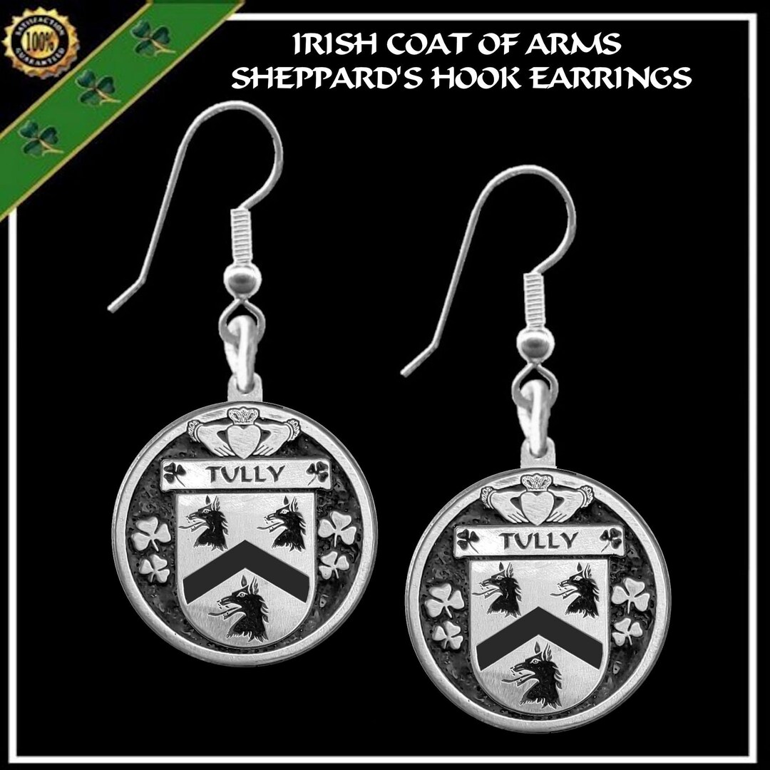 Tully Irish Disk Coat of Arms Earrings - Etsy