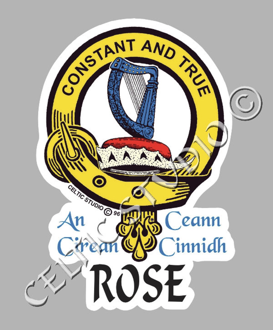 Rose Clan Crest Decal | Custom Scottish Heritage Car & Laptop Stickers ...
