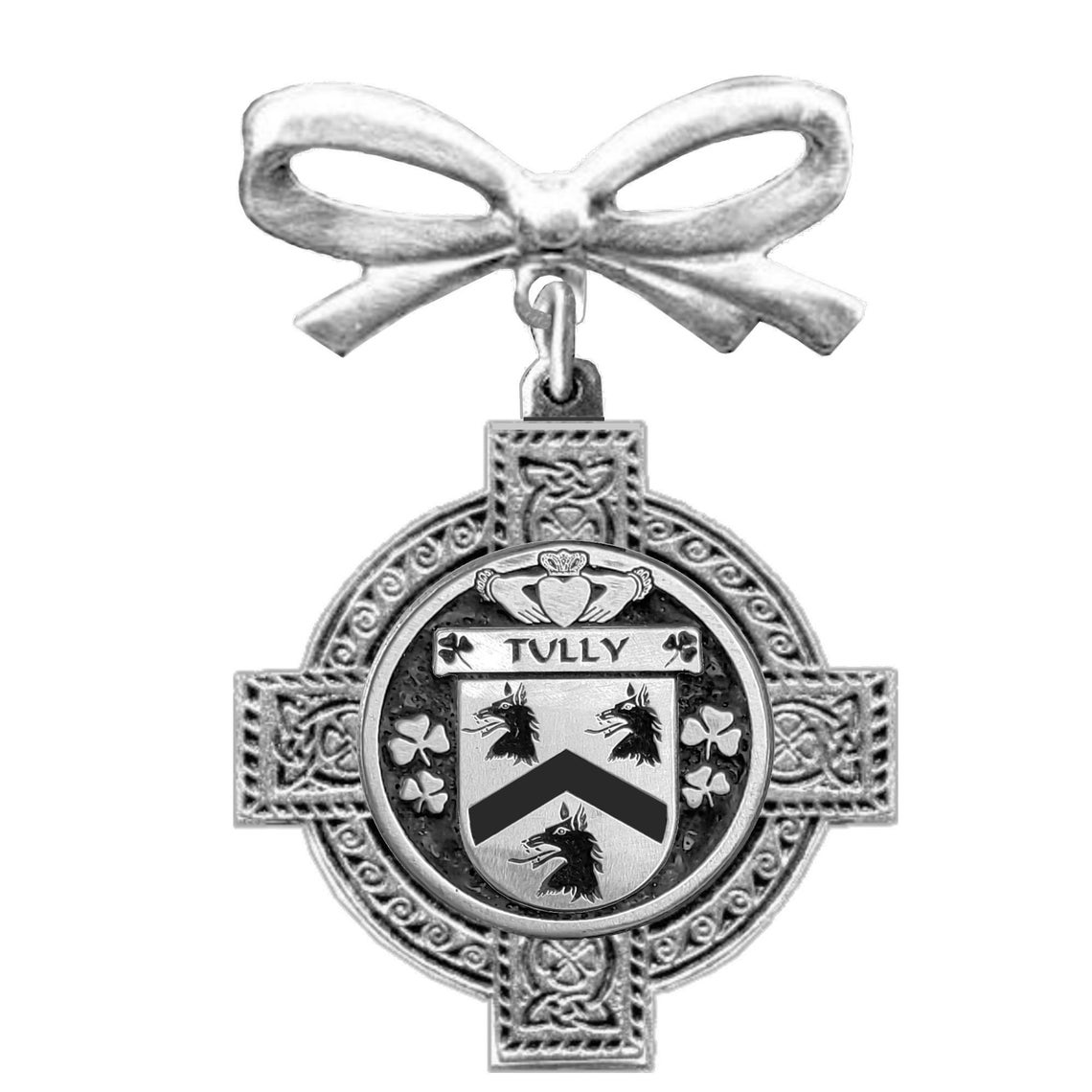 Tully Irish Coat of Arms Celtic Cross Bow Brooch - Etsy