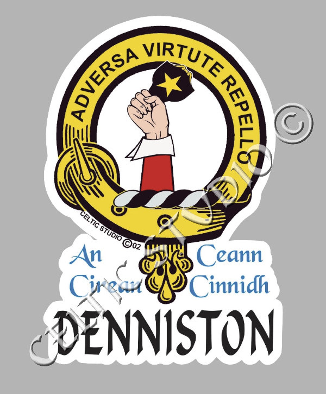 Denniston Clan Crest Decal | Custom Scottish Heritage Car & Laptop ...
